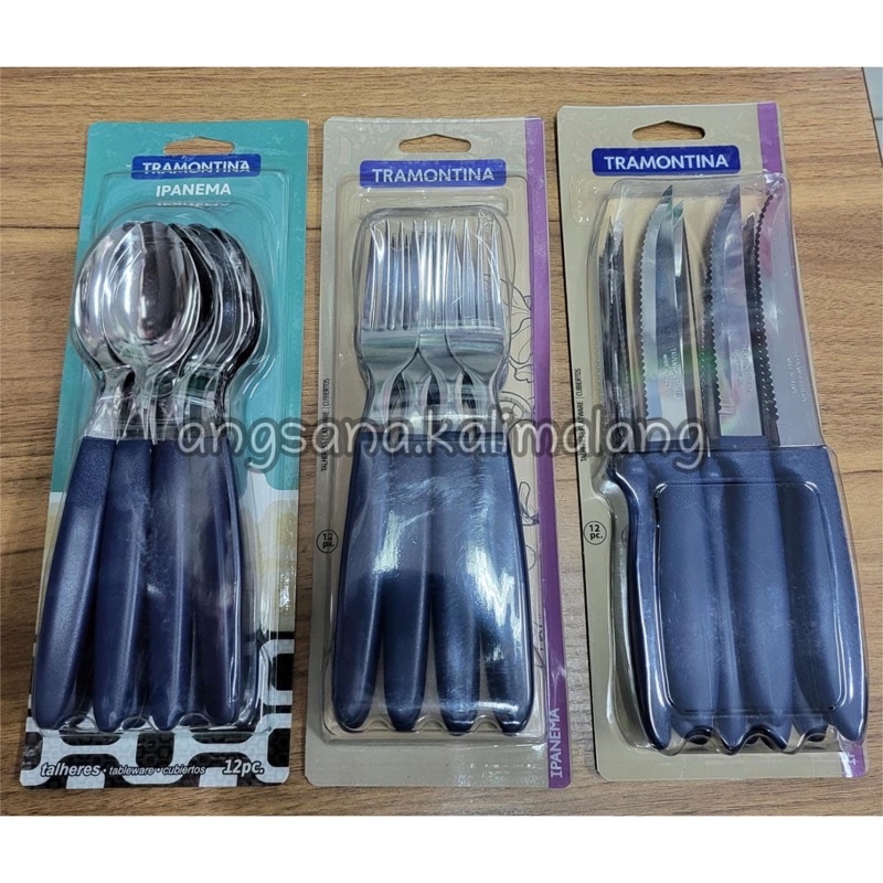 Jual Tramontina Ipanema Series Sendok Makan Garpu Makan Pisau Steak Stainless Steel Set Isi 12 ...