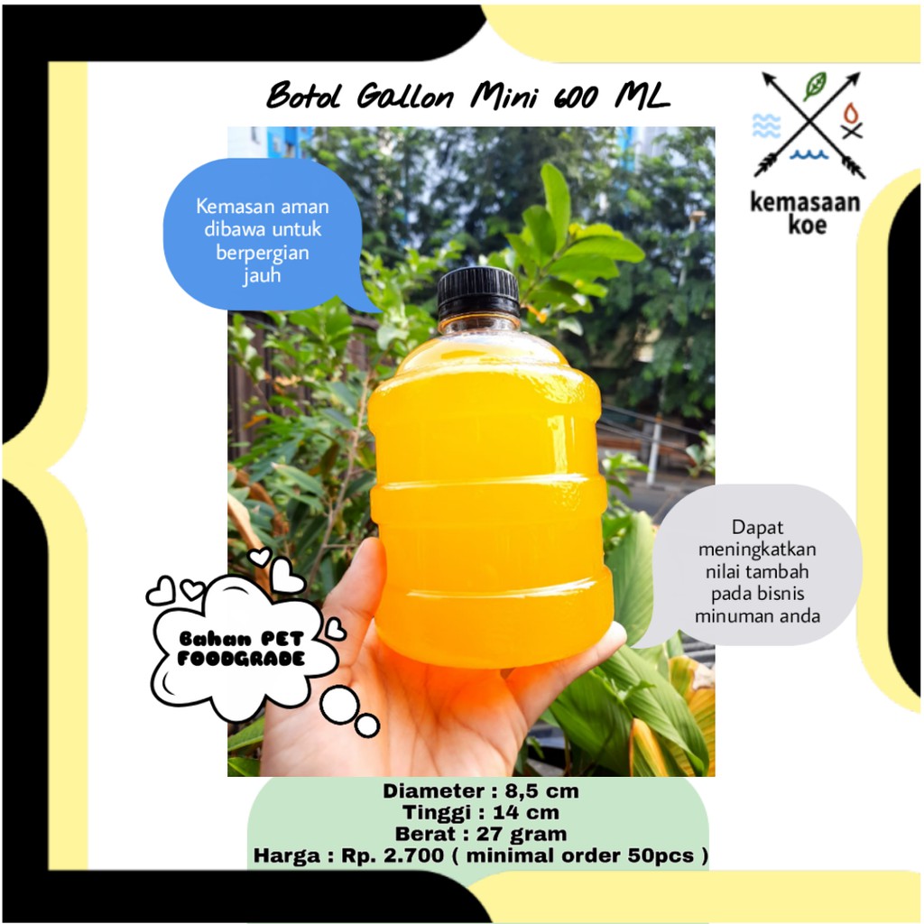 Jual Botol Gallon Mini 600 ml / Botol Unik / Botol Lucu / Botol Plastik ...