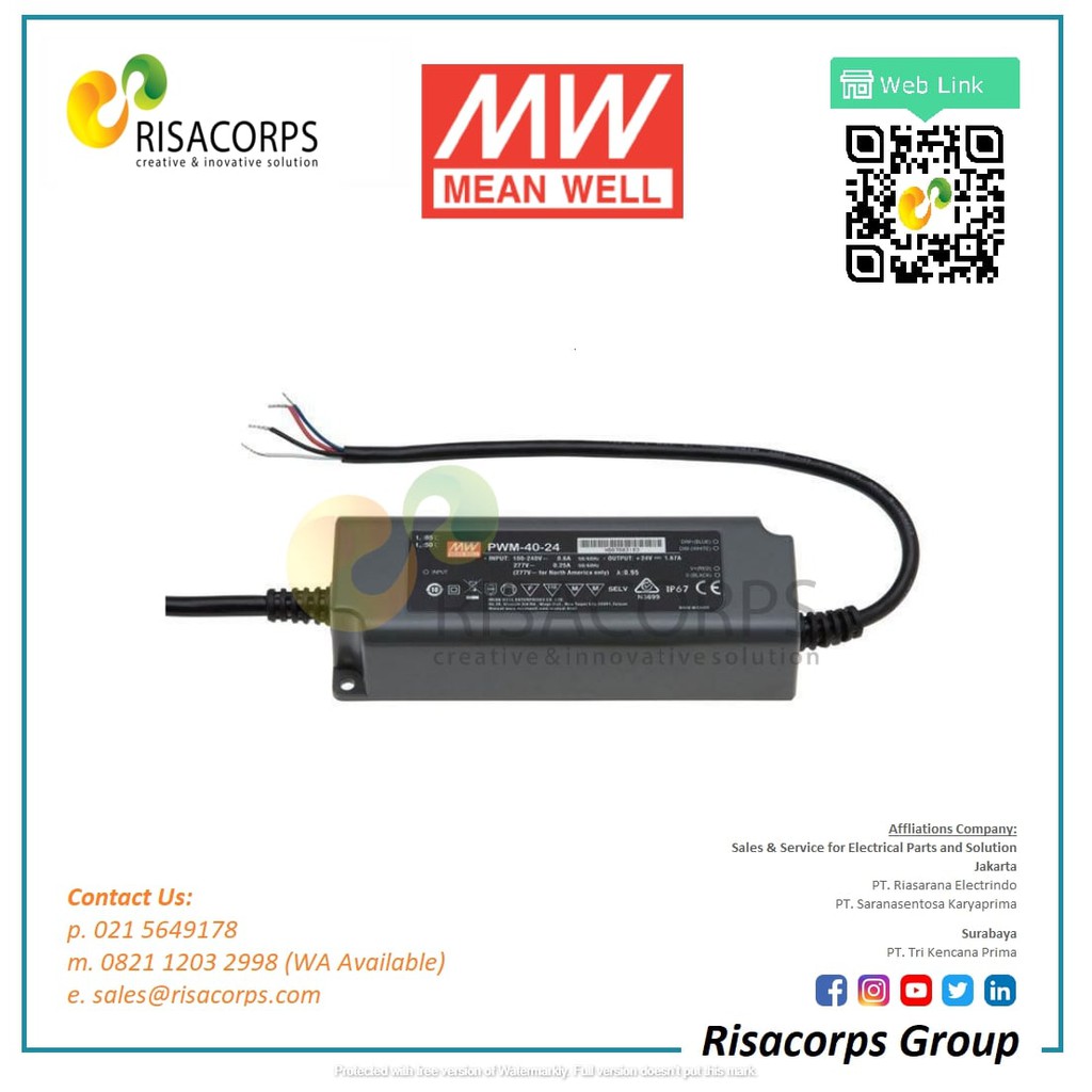 Jual MEAN WELL SWITCHING POWER SUPPLY PWM-40-24 40 WATT 24 VOLT ...