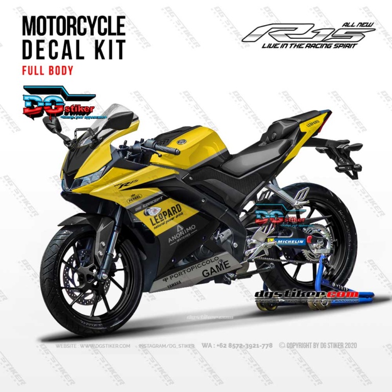 Jual Decal R15 V3 Kuning Leopard DG Stiker | Shopee Indonesia