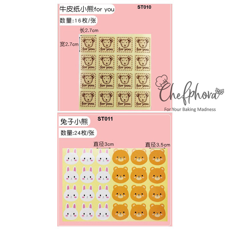 Jual Stiker Label Bear Rabbit For You Hampers Gift Sticker Roti Kue ...