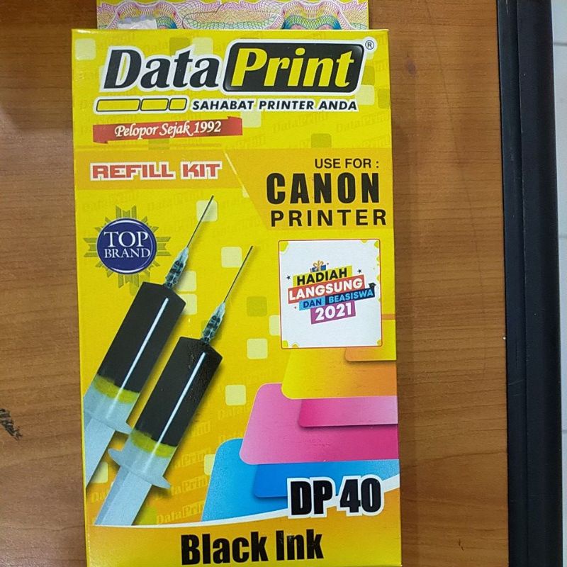 Jual Refill Tinta Suntik Data Print DP40 DP 40 Printer Canon Black Free Bubble Wrap + Dus ...