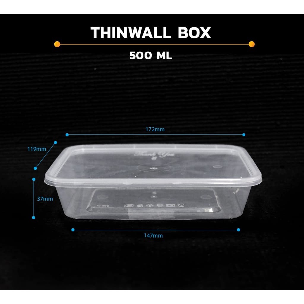 Jual Thinwall Box 500ml + TUTUP isi 25 pcs / Kotak Plastik Murah | Shopee Indonesia