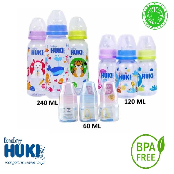 Jual BABY HUKI Baby Bottle Animal Series 60 mL 120 mL 240 mL botol dot minum susu bayi HALAL (VH ...