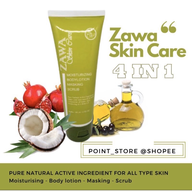 Jual ZAWA SKINCARE ORIGINAL 4in1 body lotion mouisturizing masker scrub ...