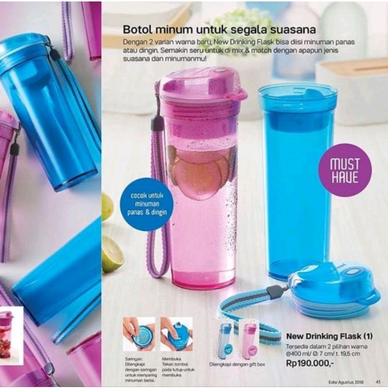 Jual Tupperware New Drinking Flask 400 ml (1 Pcs) / Hot & Cold Infused ...