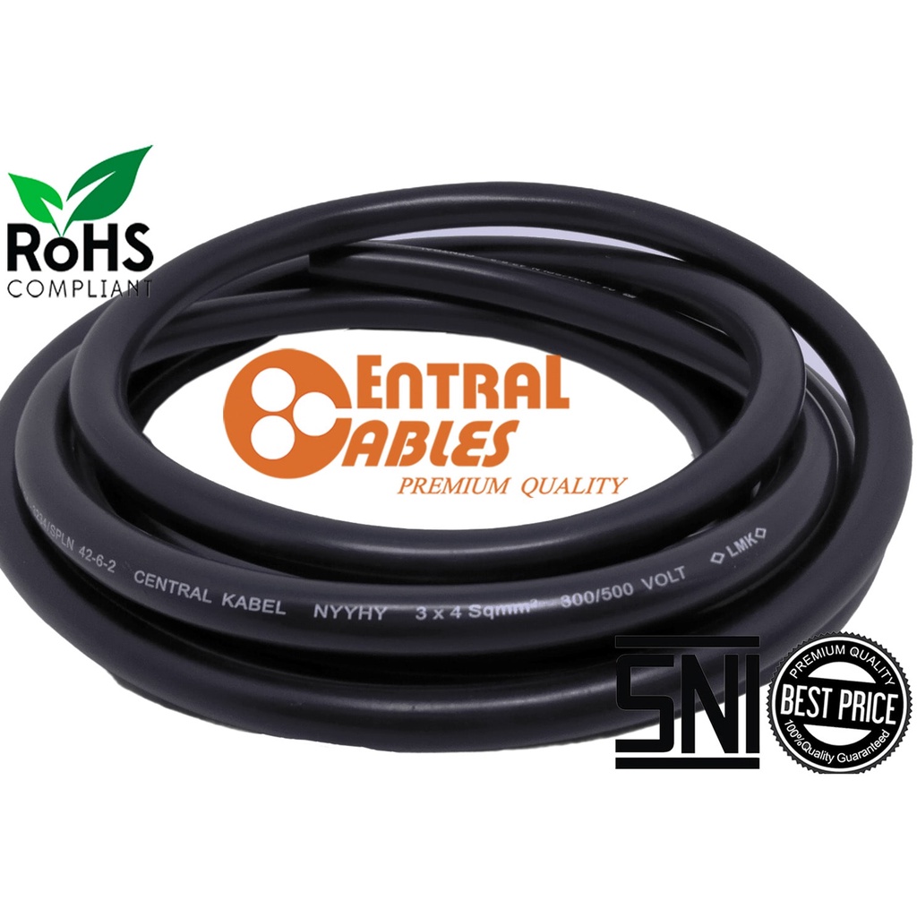 Jual SNI Central / RVV NYYHY 3x4 Sqmm 450/750V 50 Meter LMK ( Kabel Listrik NYYHY / RVV 3x4mm ...