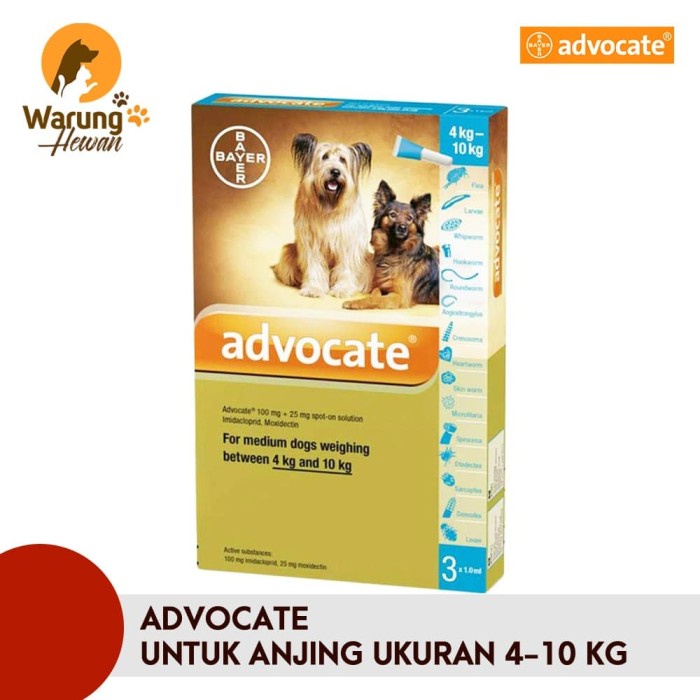 Jual Advocate obat tetes kutu untuk Anjing ukuran 4 sampai 10 Kg ...