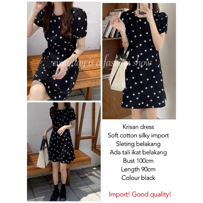 Jual Krisan dress import(HNN)(bahan katun silky import, Uk XL, LD 100cm, Pjg 90cm)(READY). hn ...