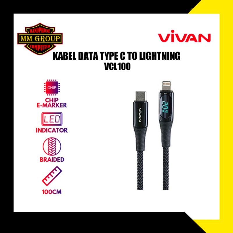 Jual KABEL DATA VIVAN Iphone - Type C To iPhone Lightning VCL100 20W 3A ...