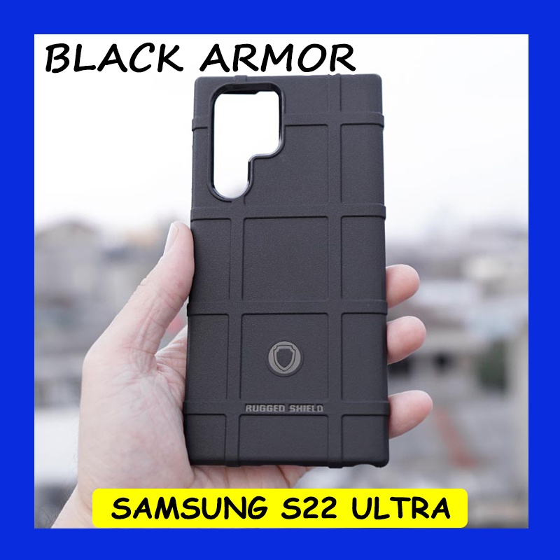 Jual Samsung Galaxy S22 Ultra - Rugged Shield Black Armor Soft Case Cover Casing | Shopee Indonesia