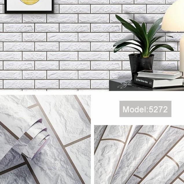 Jual Homewallpaper - Wallpaper Sticker Dinding Bata List Coklat - 45cm ...