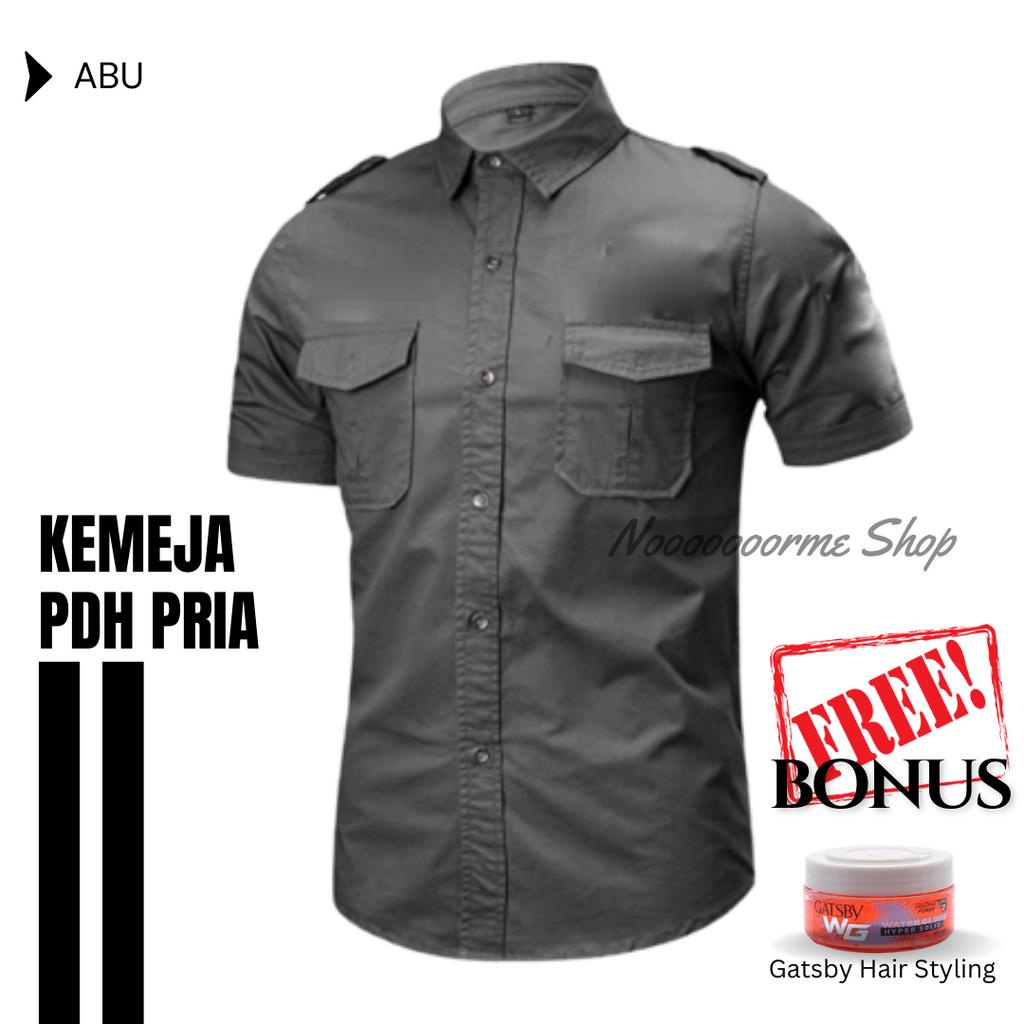 Jual FREE GATSBY - Baju PDH Warna Abu Abu Tua Lengan Pendek Jumbo XL XXL XXXL XXXXL - Kemeja ...