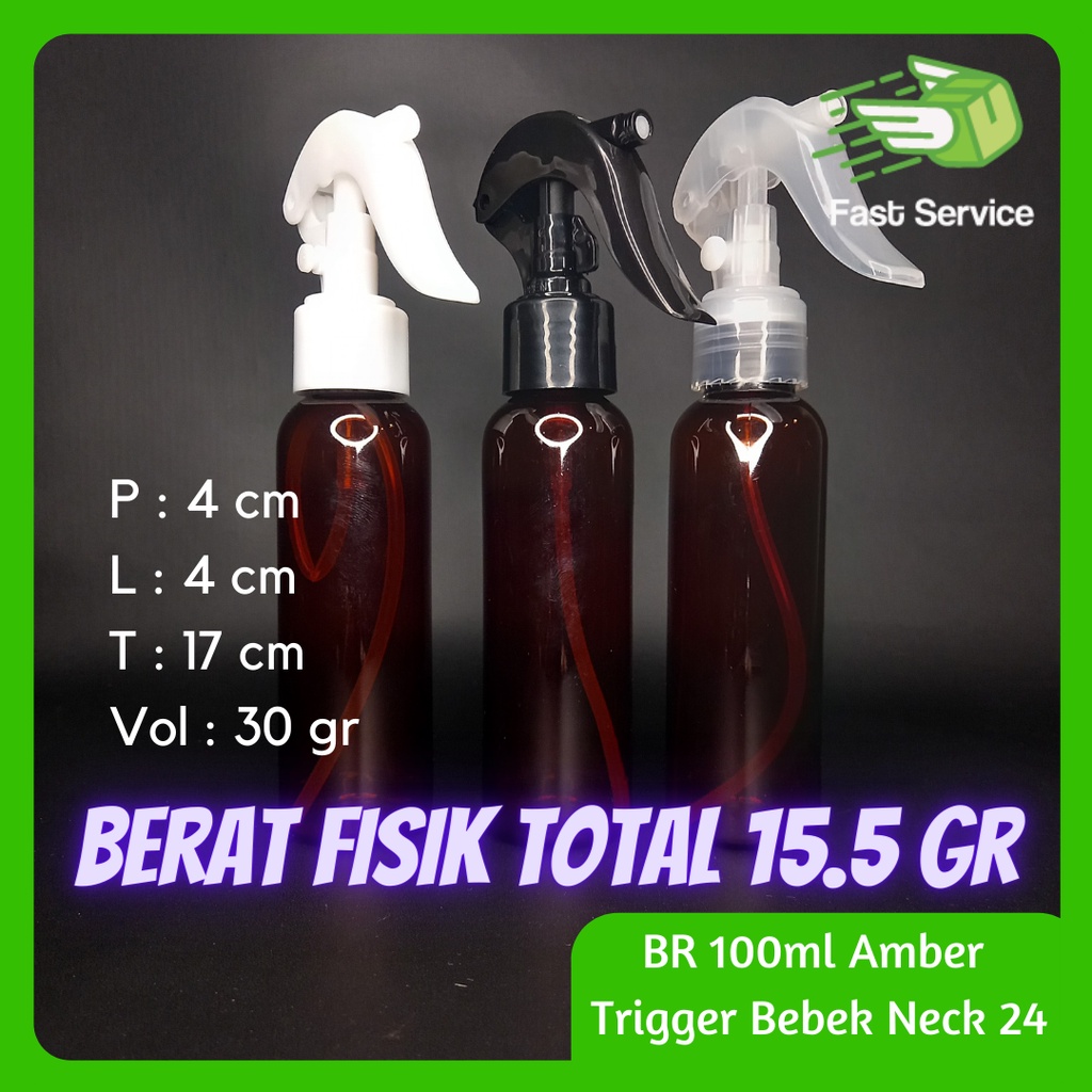 Jual Botol 100ml BR Amber Trigger Bebek PET Tebal Sampo Sabun Santizer Grosir Neck 24 | Shopee ...