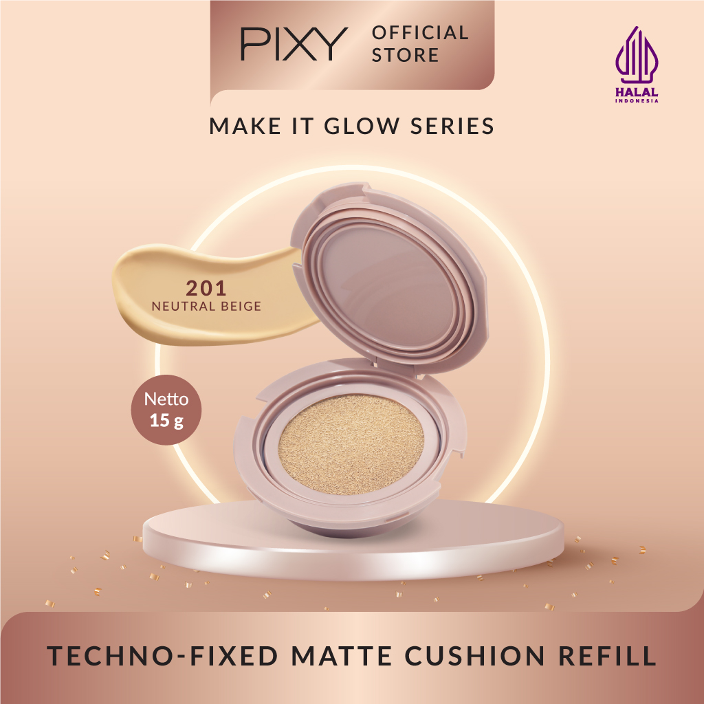 Jual PIXY Make It Glow Techno - Fixed Matte Cushion 201 Neutral Beige Refill | Shopee Indonesia
