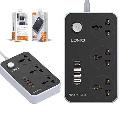 Jual Stop Kontak LDNIO SC3412 3 Socket 3 USB Fast Charging QC 3.0 Type Cst | Shopee Indonesia