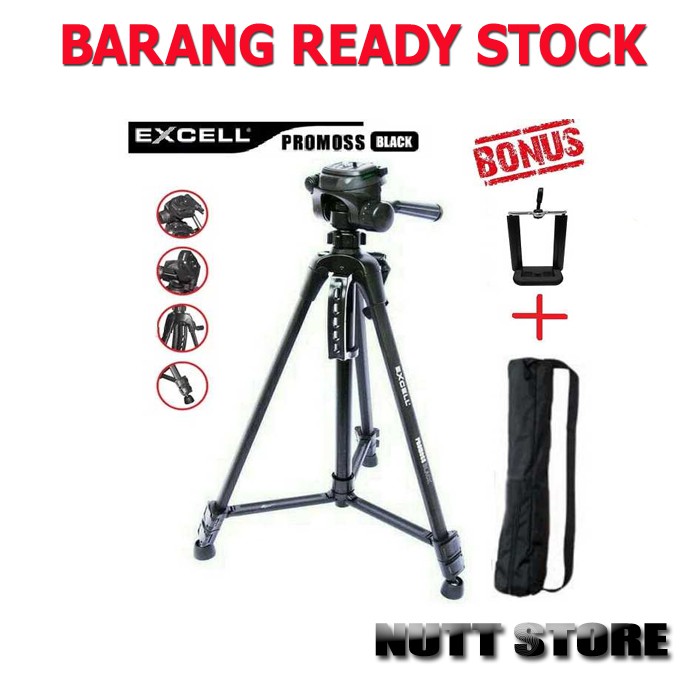 Jual Tripod Kamera Excell Promoss Hitam camera DSLR & Handycam + Bag ...