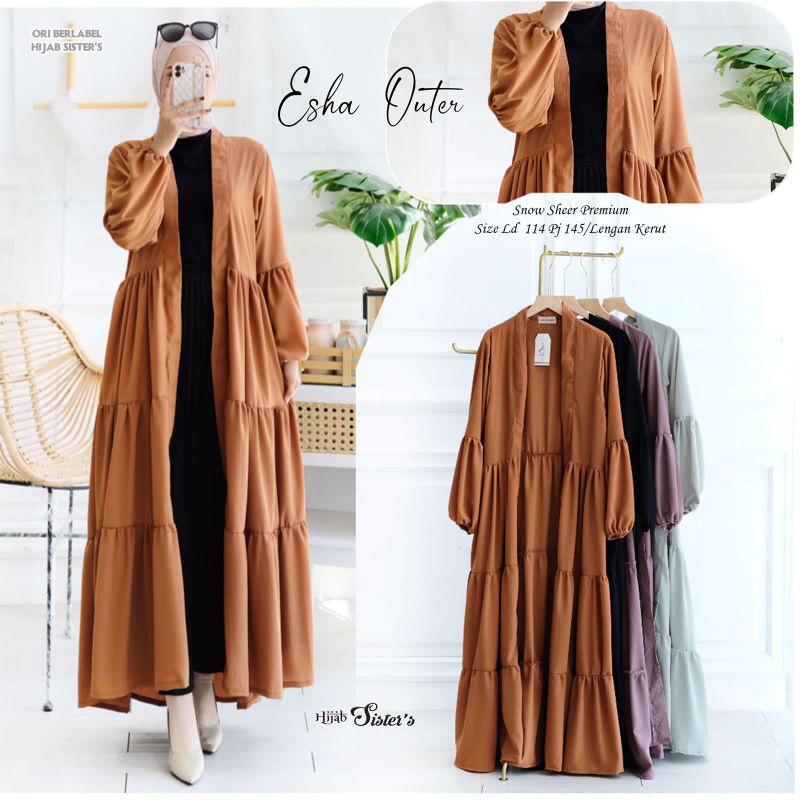 Jual ESHA OUTER JUMBO SNOW SHEER PREMIUM POLOS BY HIJAB SISTER | Shopee ...