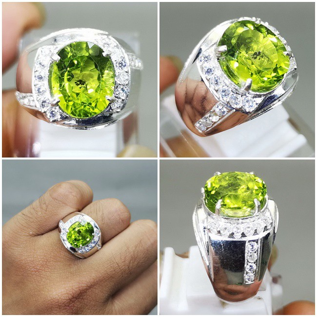 Jual Cincin Batu Permata Hijau Peridot Original Ring Perak Kode 2315 ...