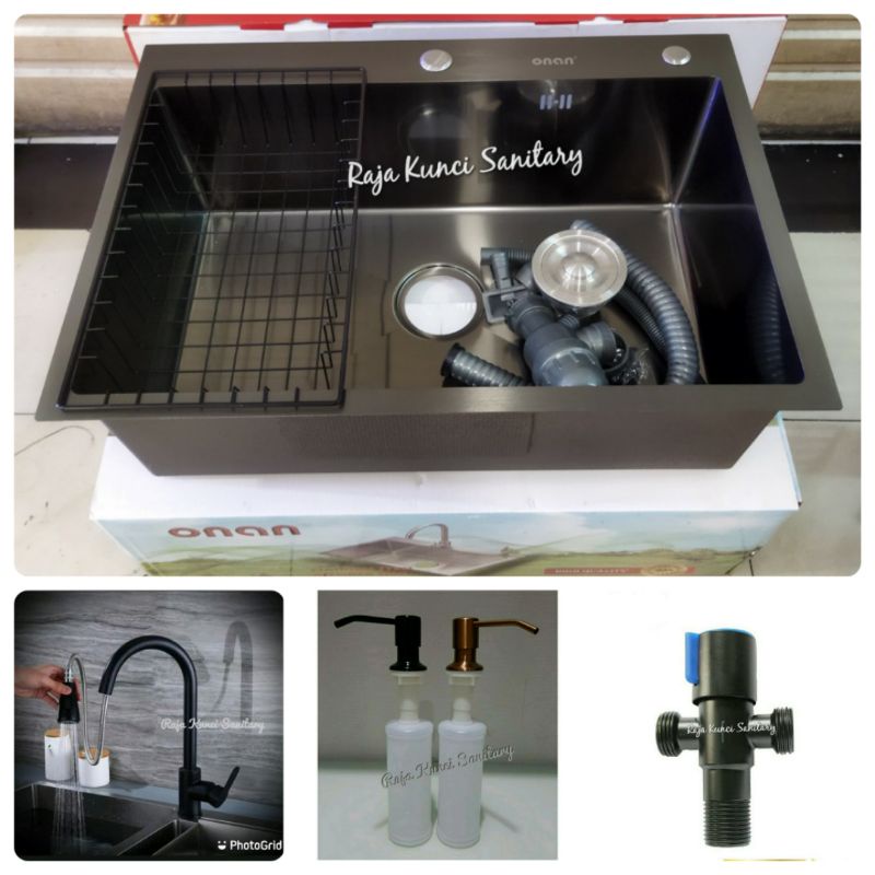 Jual ONAN Kitchen Sink 7050 ONAN 1 Lubang Black/Paket Lengkap ... Jual ONAN Kitchen Sink 7050 ONAN 1 Lubang Black/Paket Lengkap ...