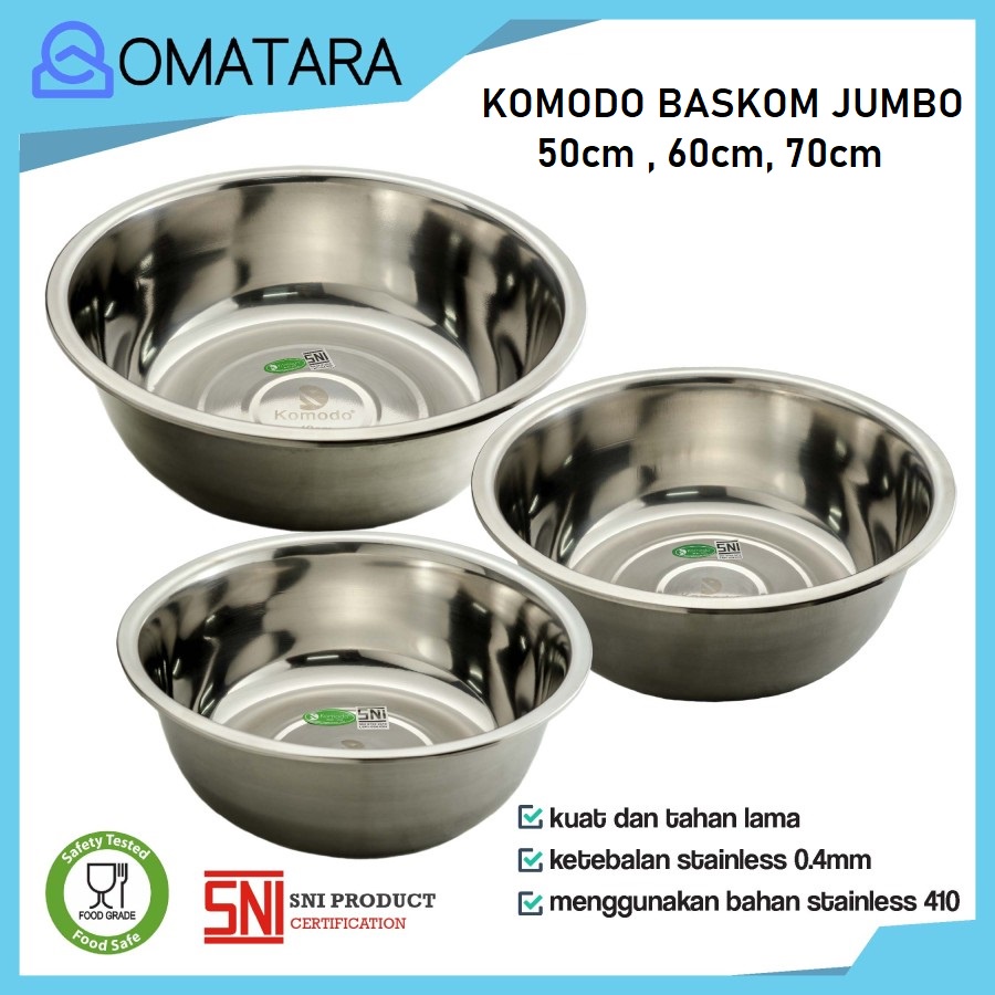Jual Komodo Baskom Stainless Steel Jumbo 50 60 70 cm Baskom Stenlis ...