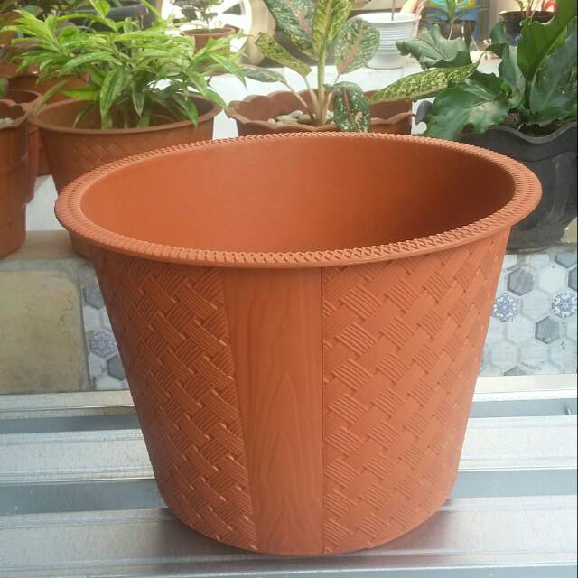 Jual Pot Bunga 40cm Pot tanaman Plastik 40 cm Motif Anyam - CJP ...