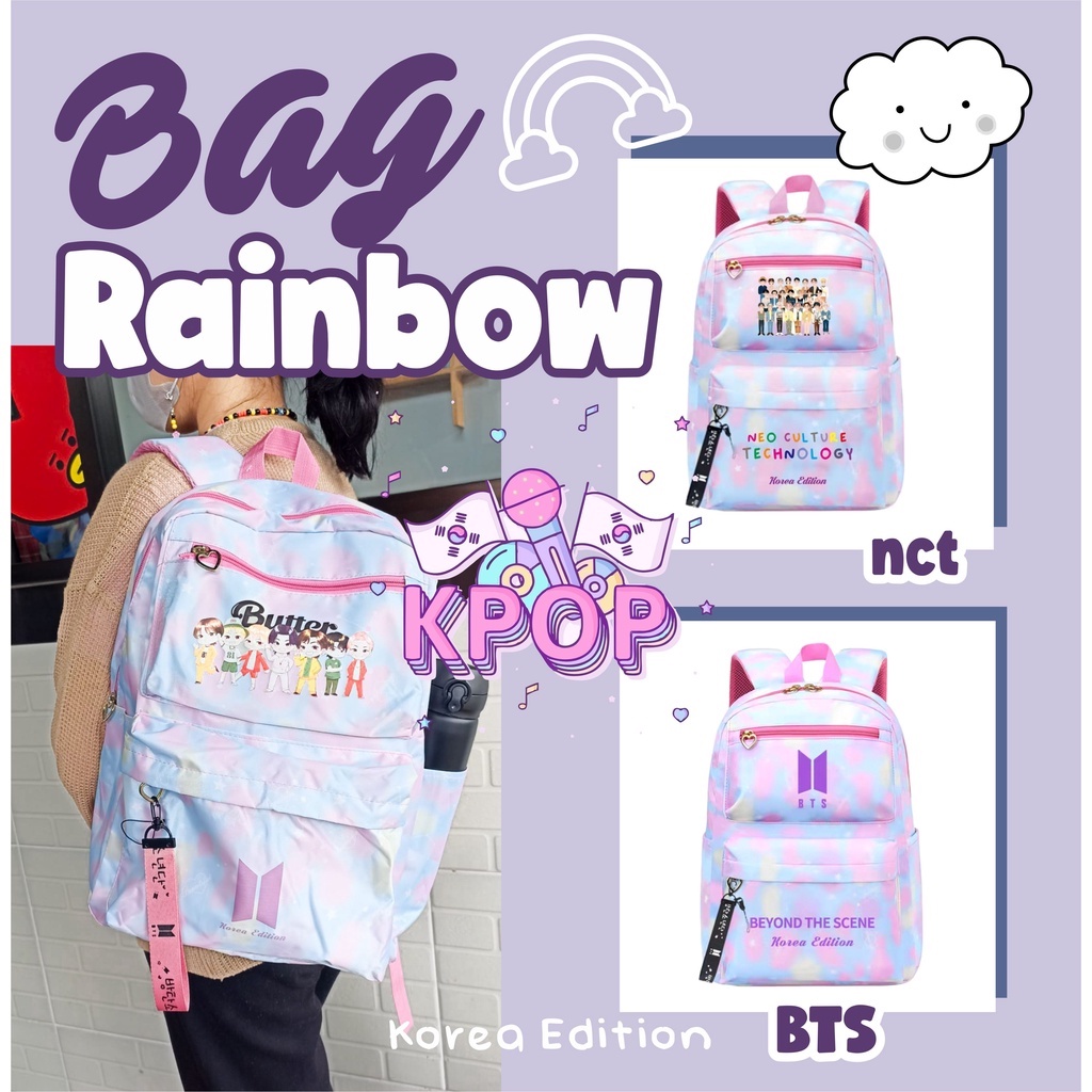 Jual Tas Ransel Sekolah Anak Kpop Rainbow BT21 BTS NCT Tas Punggung ...