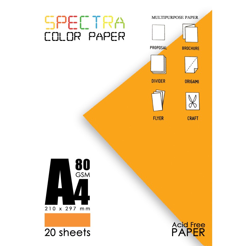 Jual Kertas Warna Spectra A4 80gsm - Cyber Orange | Shopee Indonesia