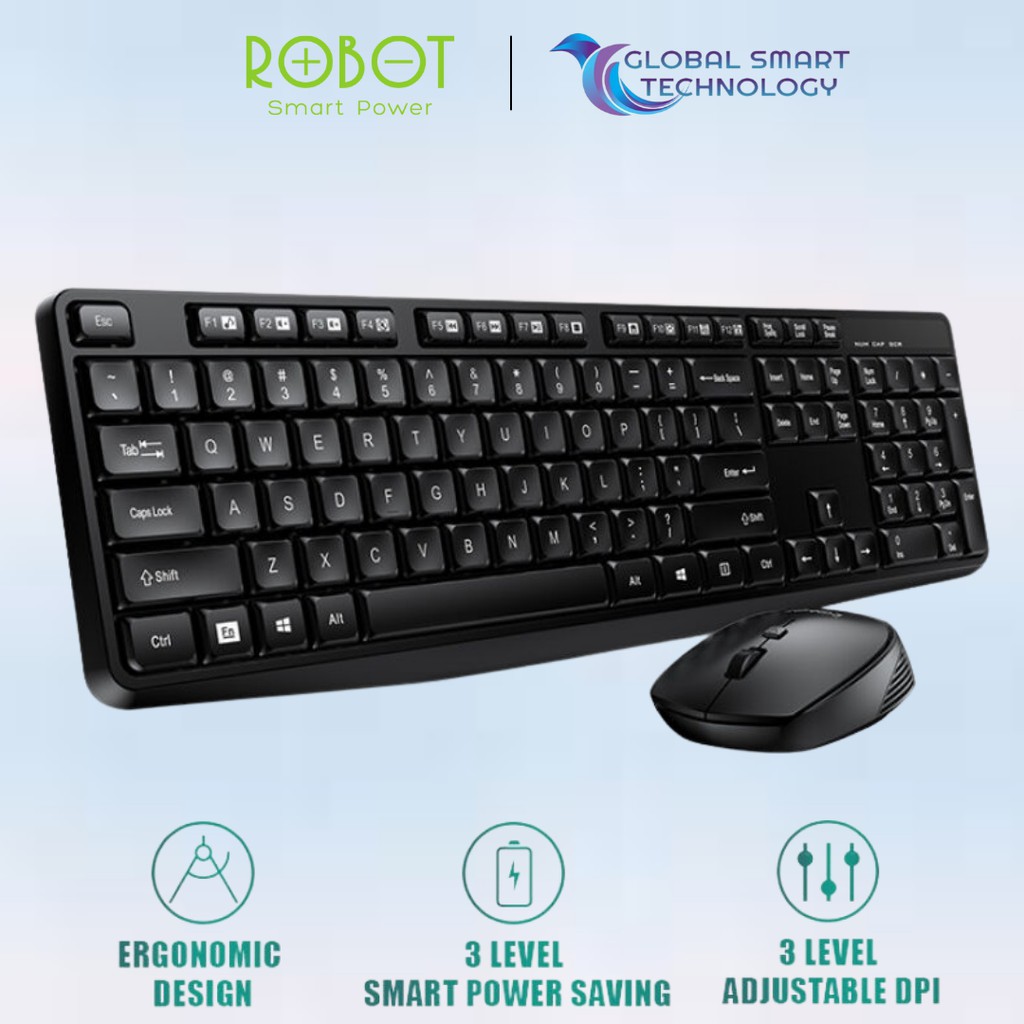 Jual ROBOT KM3100 Portable Mini Wireless Set Combo Keyboard and Mouse ...