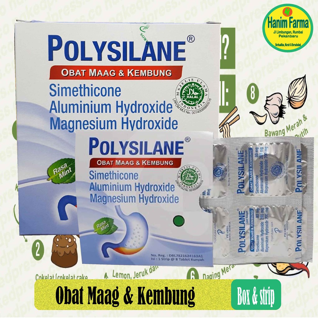 Jual Polysilane tablet kunyah, obat maag & Kembung, Box & Strip ...