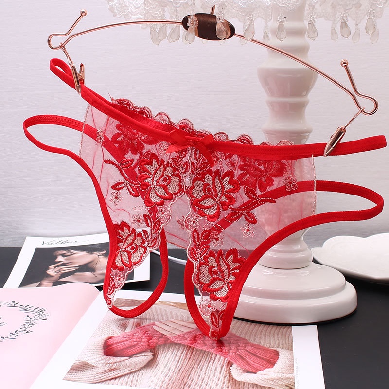 Jual Celana Dalam Wnita Open Crotch G String Renda Pengantin Romantis
