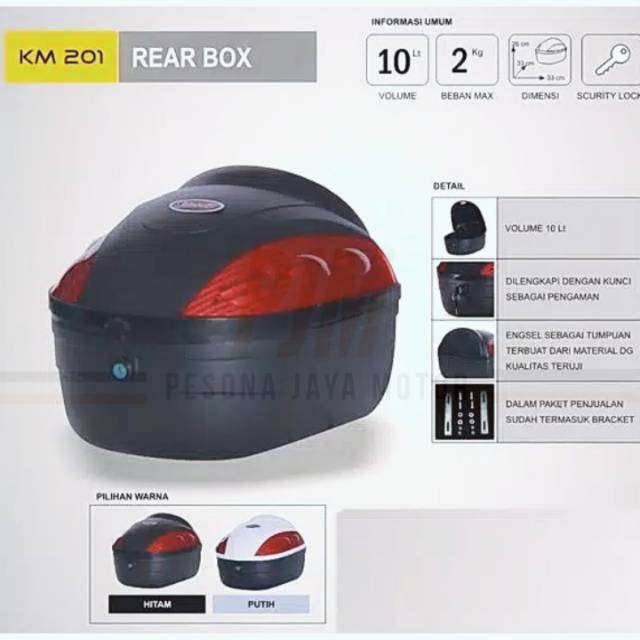 Jual Box Motor Box Belakang Motor KMI Type 201 Kapasitas 10 Liter ...