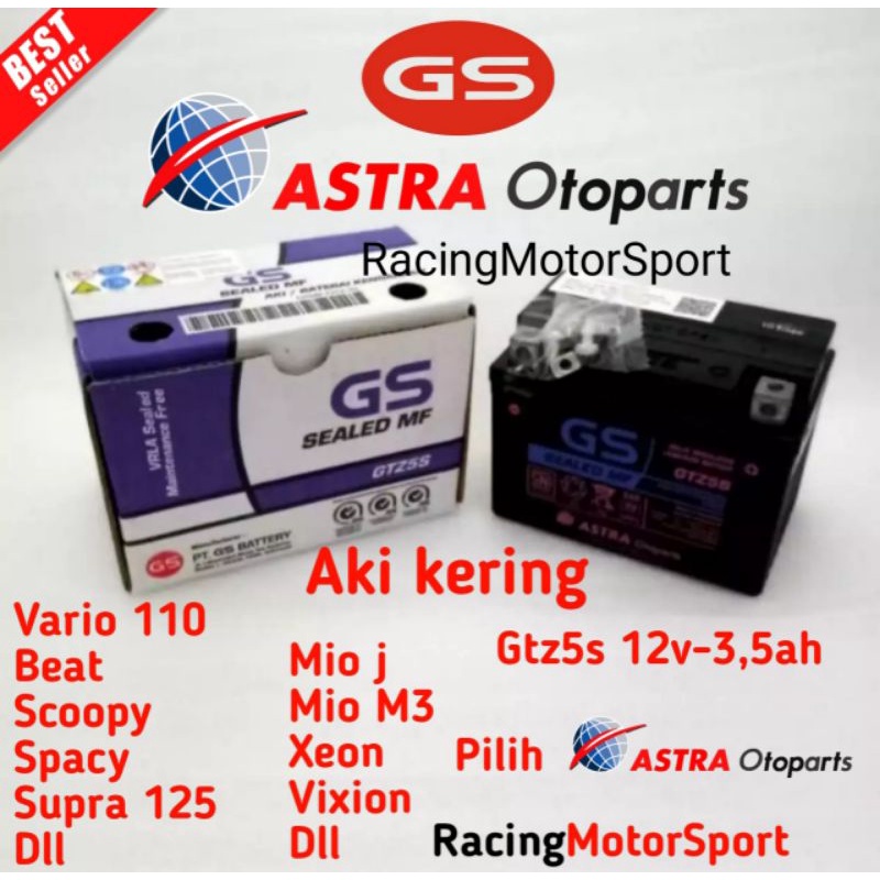 Jual AKI KERING GS ASTRA GTZ5S 12V 3,5,BEAT KARBU/FI, VARIO KARBU/LED, SCOOPY, MIO J, XEON/125 ...