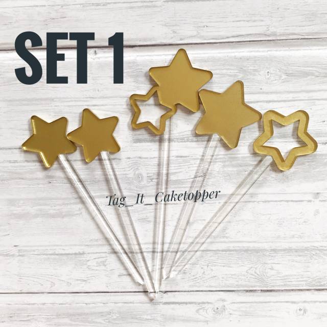 Jual READY STOCK Tusukan Topper Bintang akrilik Hiasan Cake topper acrylic star | Shopee Indonesia