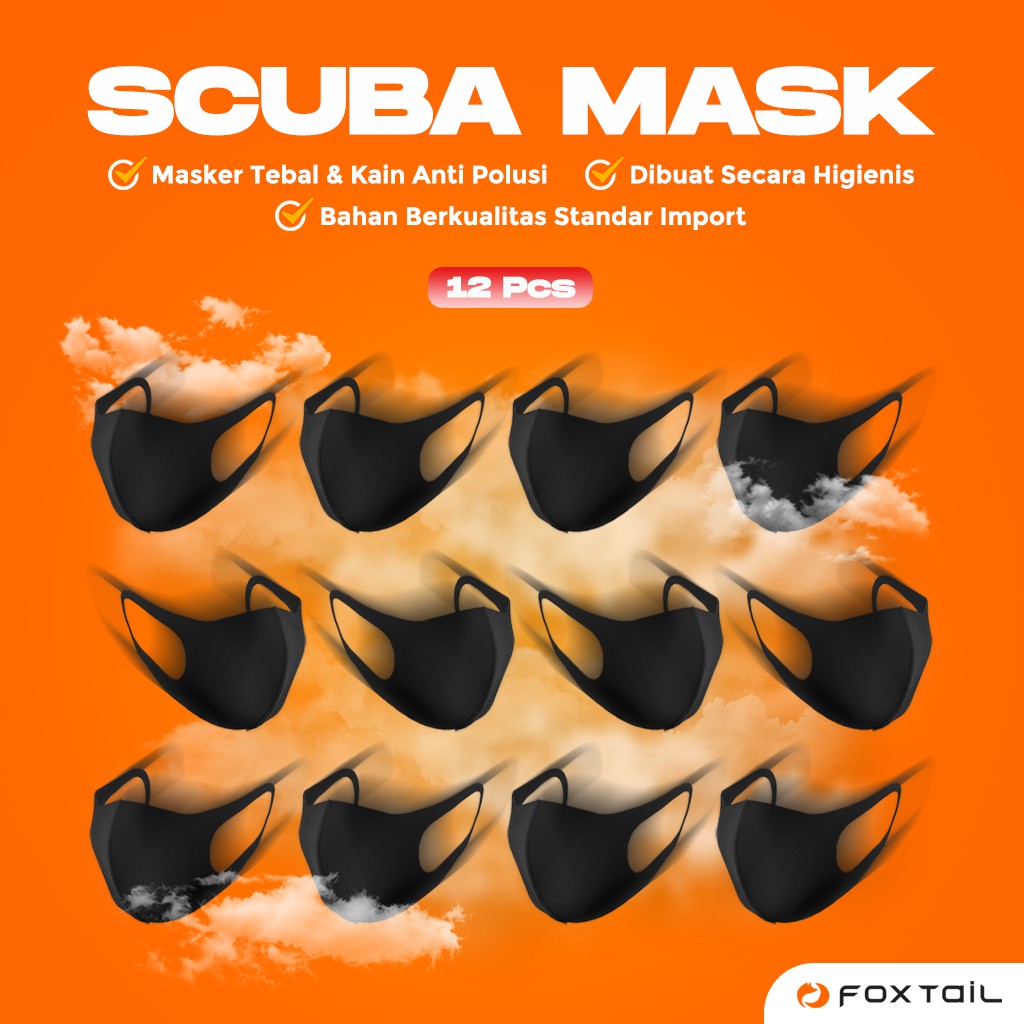 Jual FOXTAIL 12 pcs ORIGINAL Premium Scuba masker Kain Mask non medis ...