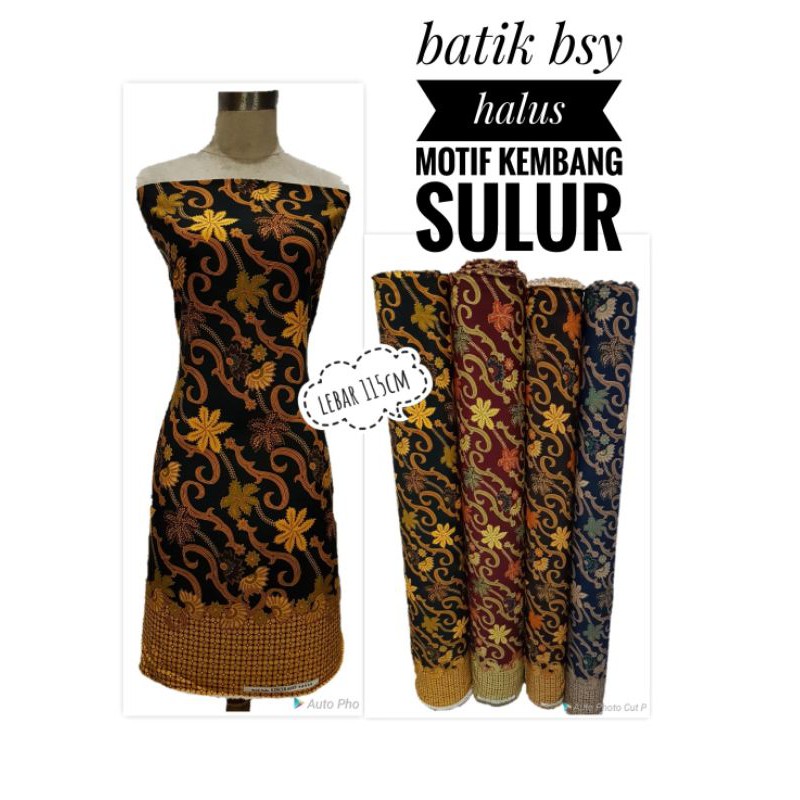 Jual bahan kain batik bsy halus motif kembang bunga flower sulur/kain ...