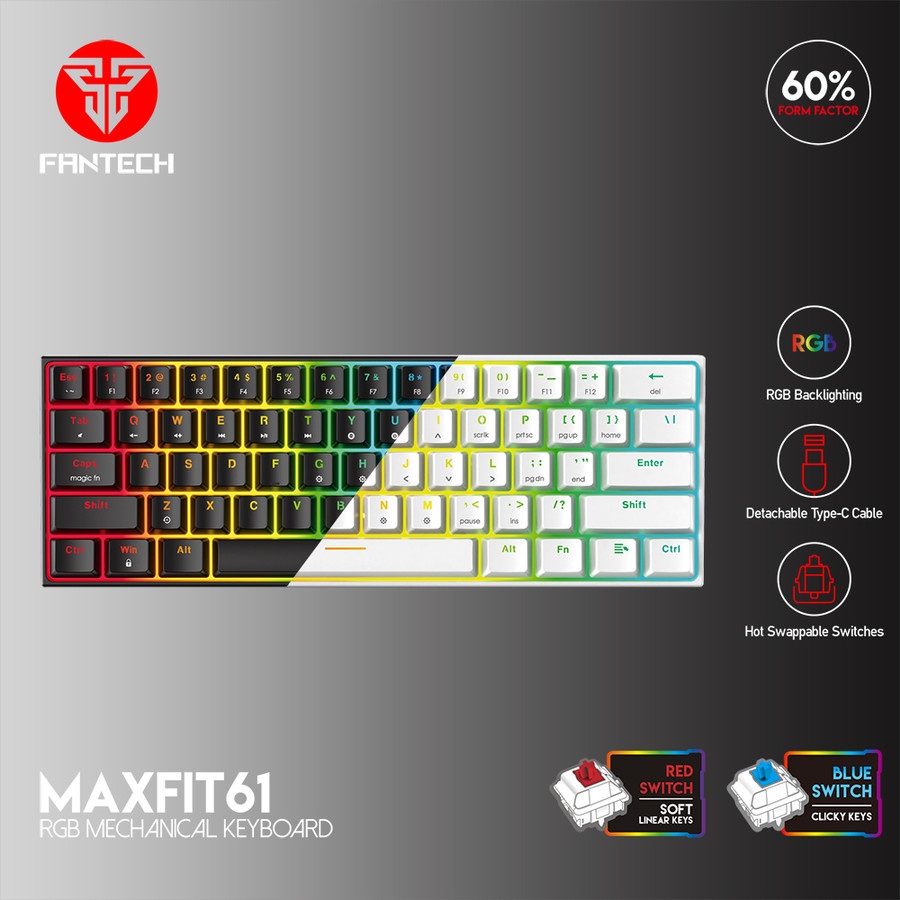 Jual FANTECH MAXFIT61 MK857 60% MECHANICAL KEYBOARD GAMING MAXFIT 61 MK ...