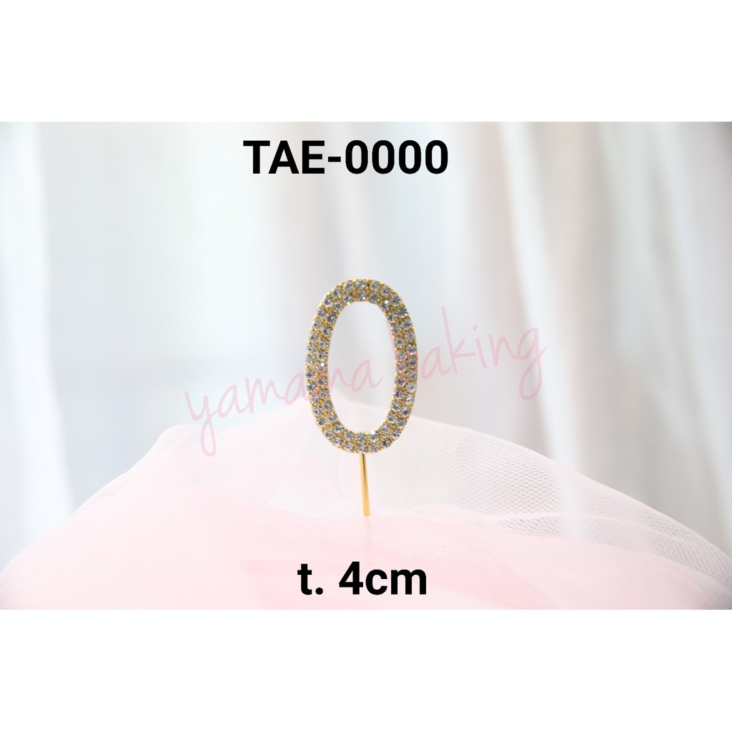Jual TAE-0000 Topper tulisan tusuk angka emas berlian kristal 0 nol ...