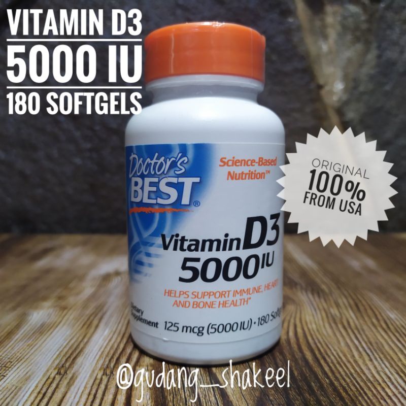 Jual Doctor Best Vitamin D3 5000 iu 180 Softgels Original USA | Shopee Indonesia
