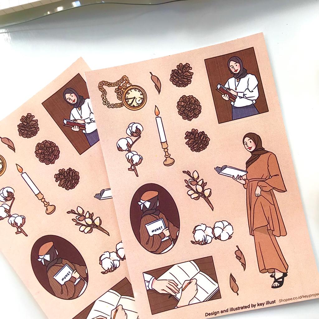 Jual Hijab sticker sheet ver.03/ aesthetic sticker/ stiker jurnal ...