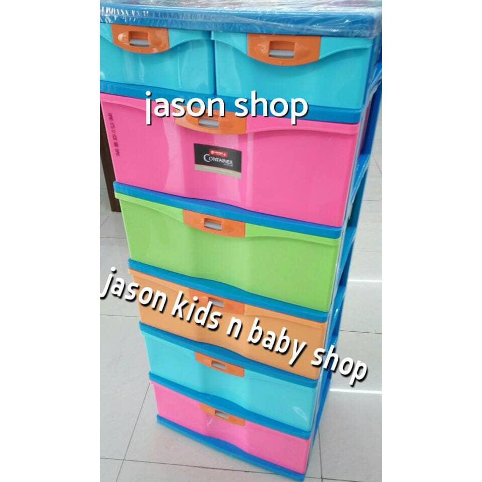 Jual lemari plastik susun 5+laci lion star primera SM-5(atas dibagi 2 ...