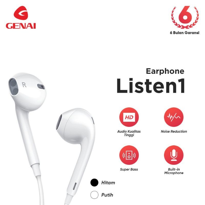 Jual Genai Listen 1 Earphone Audio Kualitas Tinggi Bass Kencang dengan ...