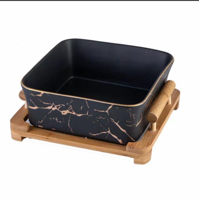 Jual Nexxio Canada Square Bowl Tatakan Kayu / Mangkok Piring Plate ...