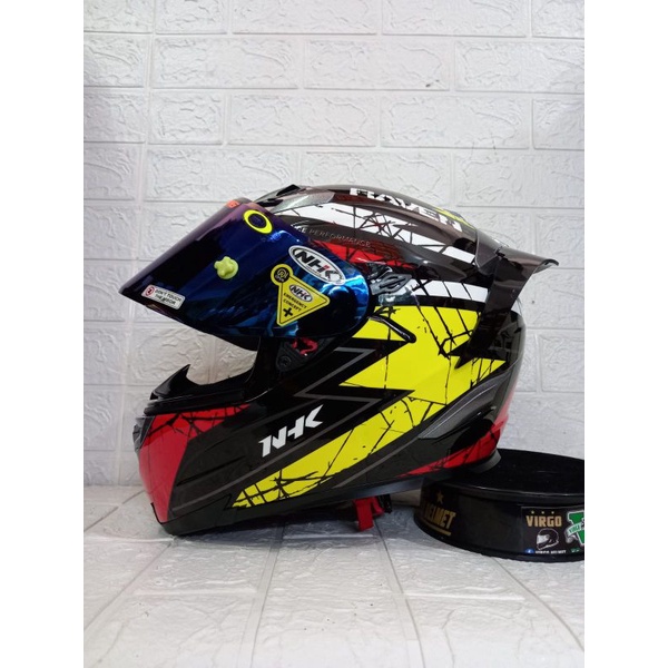Jual HELM NHK RX9 RAVEN | BLACK RED YELLOW | RX-9 DOUBLE VISOR | Shopee ...