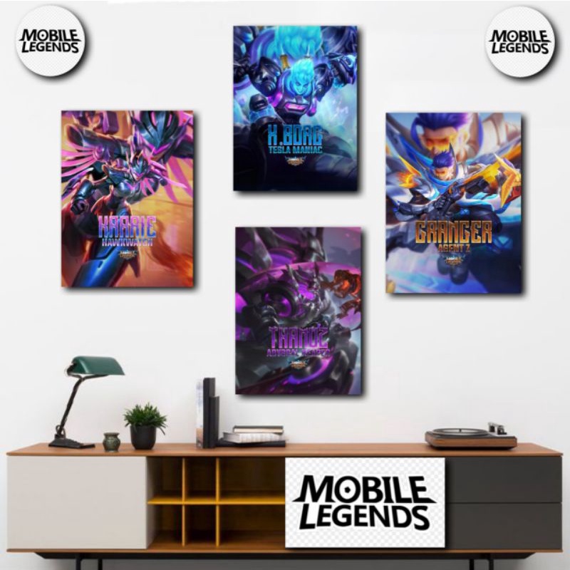 Jual POSTER FRAME KAYU MOBILE LEGEND ALL HERO assasin Marksman Fighter ...