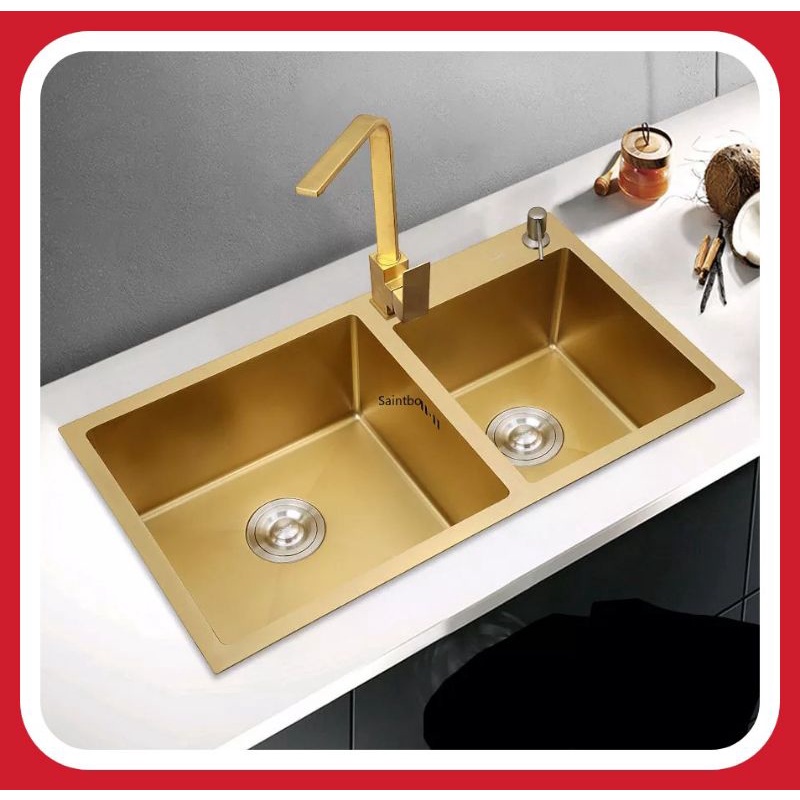 Jual KITCHEN SINK 8245 STAINLESS GOLD EMAS SUS 304 PAKET LENGKAP ATAU ...
