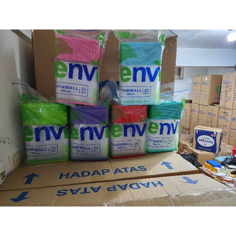 Jual Thinwall 1000 ml Rectangle + Tutup Warna Dove Merek ENVI PREMIUM ...
