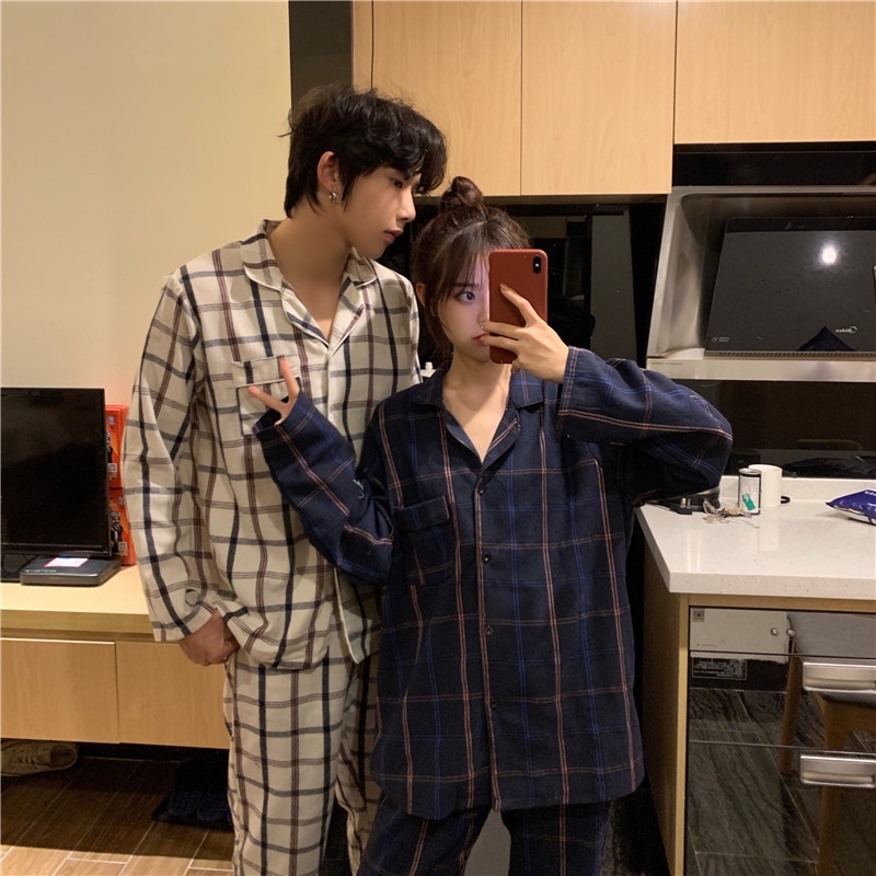 Jual Baju Tidur/Piyama Couple Set Korean Version All Size | Shopee ...