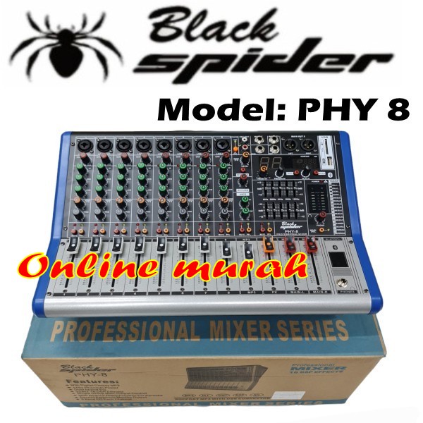 Jual power mixer black spider phy 8 phy8 1500 watt 750x2 8 channel ...