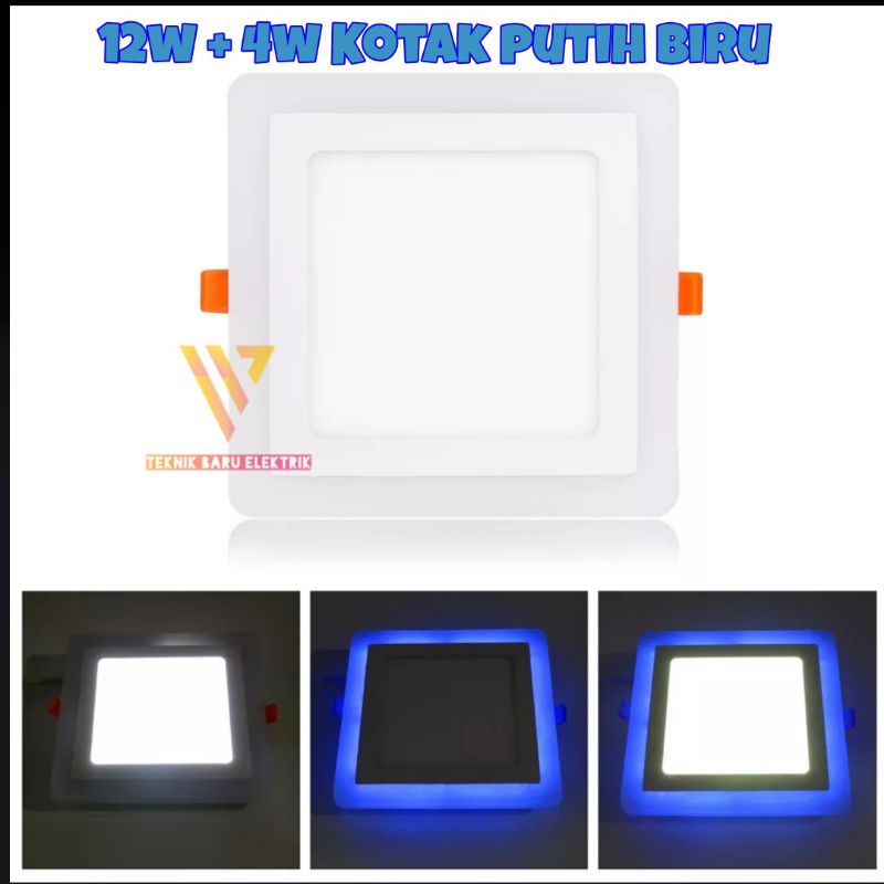 Jual LAMPU DOWNLIGHT 12W+4W IB PUTIH BIRU / KUNING LED 2 WARNA KOTAK ...